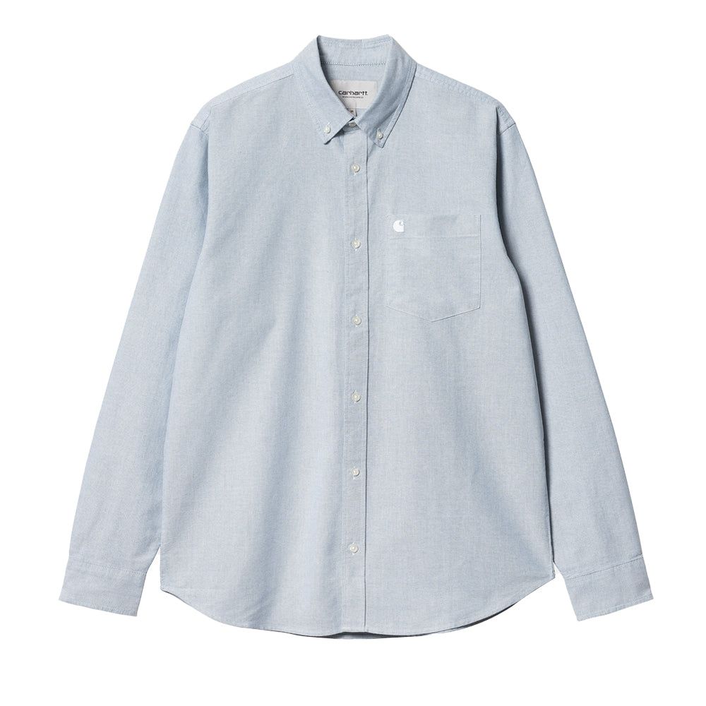 CARHARTT WIP L/S C-LOGO SHIRT // PRUSSIAN BLUE/WHITE. – Collateral